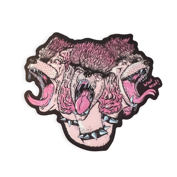 3 Headed Poodle STiCKER – SouthStreetArtMart