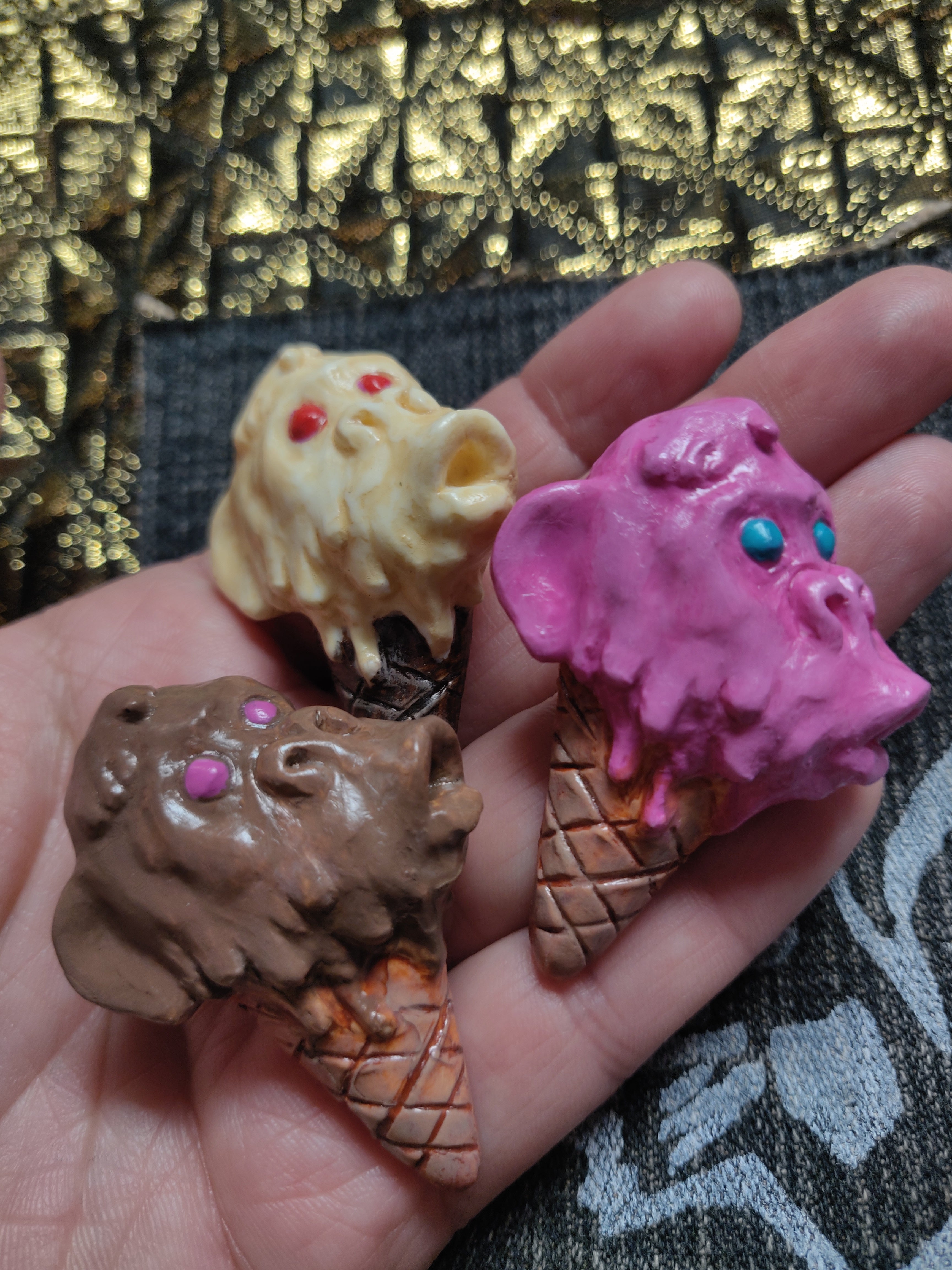 Monkey Ice Cream Cone Hand-sculpted PINS – SouthStreetArtMart